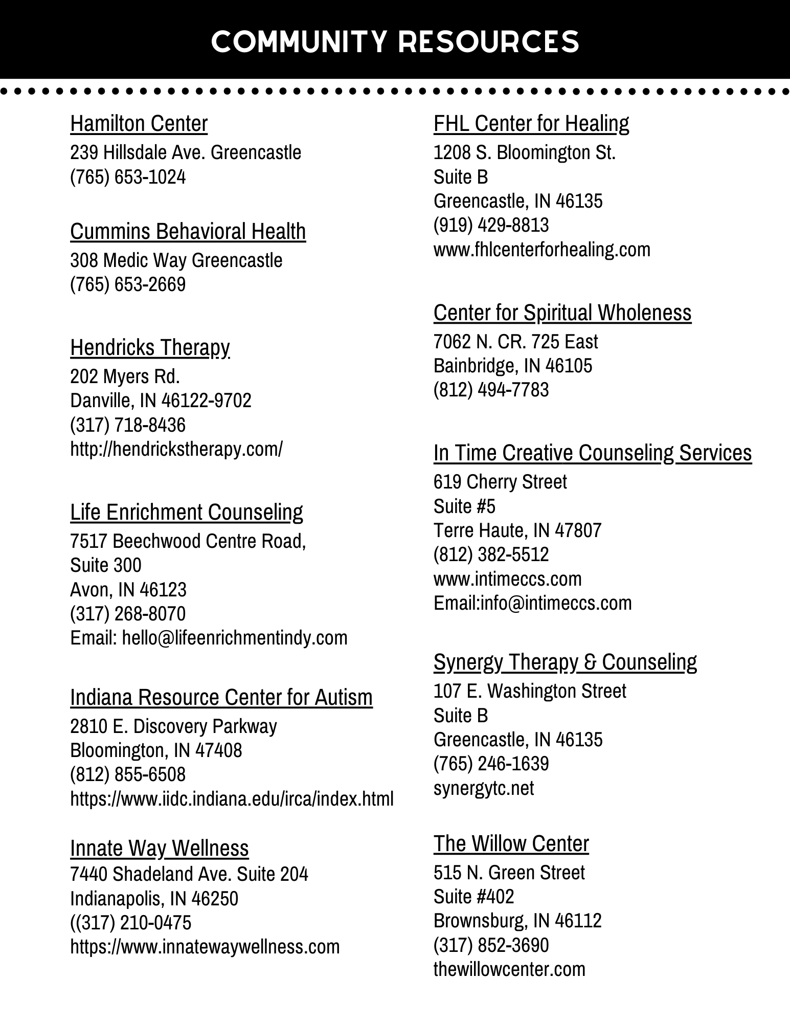 Community Resources - DePauw University